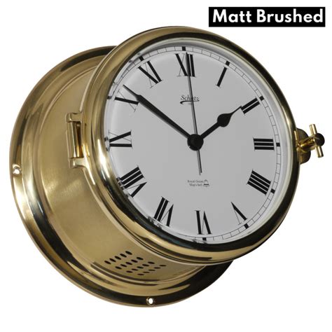 Schatz Royal Quartz Ships Bell Clock Matt Brushed Brass Roman 180mm 481cs