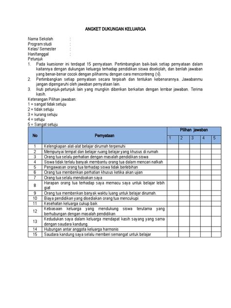 Angket Dukungan Keluarga Pdf