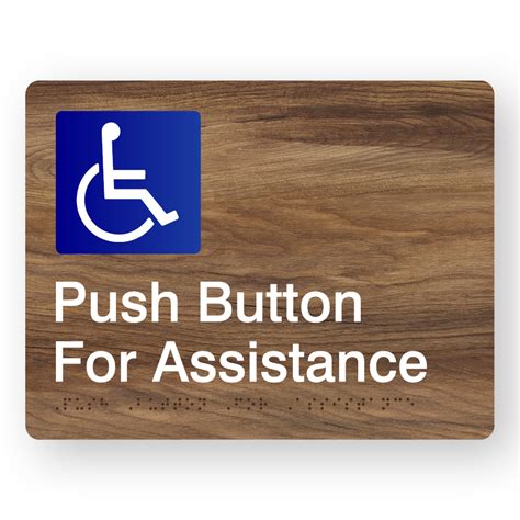 Braille Signage Push Button For Assistance Braille Sign In Mid Tone