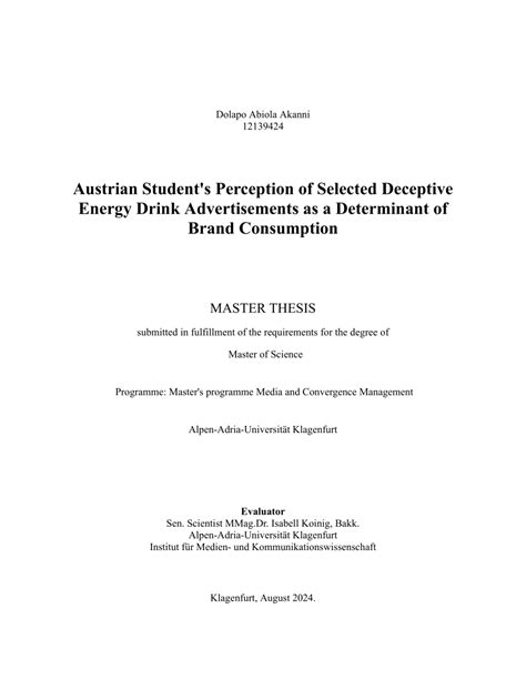 Pdf Austrian Students Perception Of Selected Deceptive Energy Drink