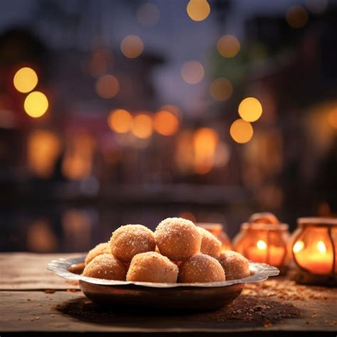 Premium Ai Image Indian Sweets Called Laddoo In Plate For Diwali Festival