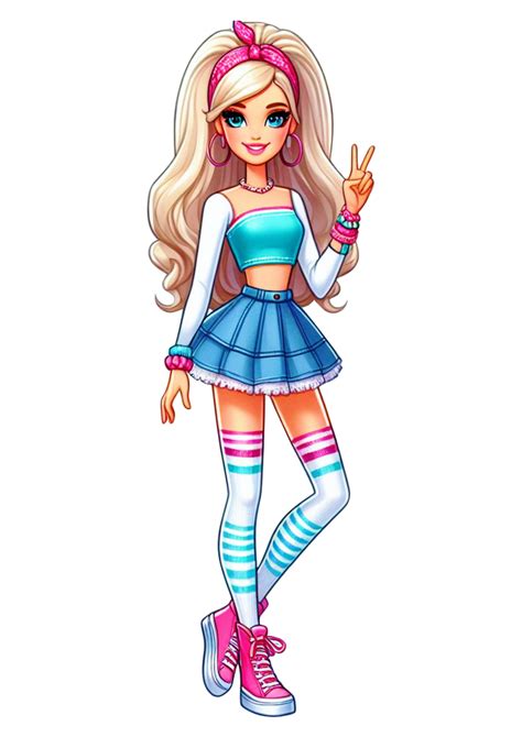 Boneca Barbie Colegial Jaqueta Rosa Png