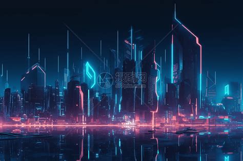 霓虹灯下的未来城市天际线图片素材 正版创意图片600120613 摄图网