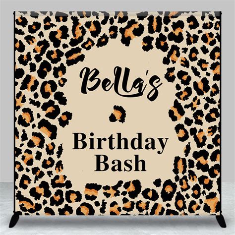 Custom Name Leopard Print Birthday Bash Backdrop Aperturee