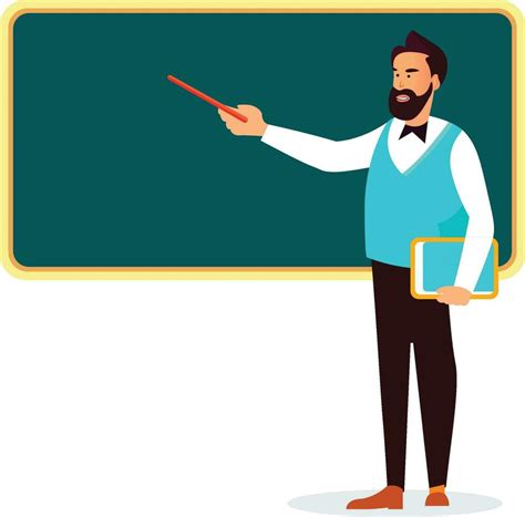 Profesor Señalando A Pizarra Plano Estilo Valores Vector Ilustración
