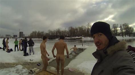 Naked Sports Fit Guys Are Swimming In A Cold…