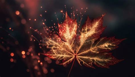 Illuminated Maple Leaf A Glowing Autumn Fantasy Stock Illustration Illustration Of Veins