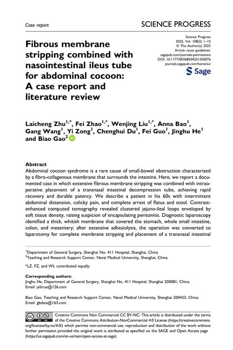 Pdf Fibrous Membrane Stripping Combined With Nasointestinal Ileus
