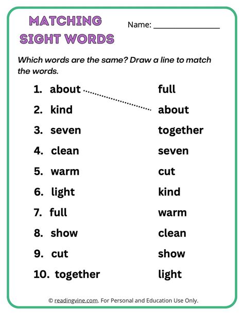 Third Grade Sight Words Readingvine