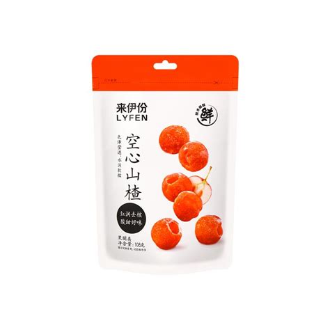 来伊份 空心山楂 去核开胃山楂果干蜜饯 108g フルーツ お菓子 包装