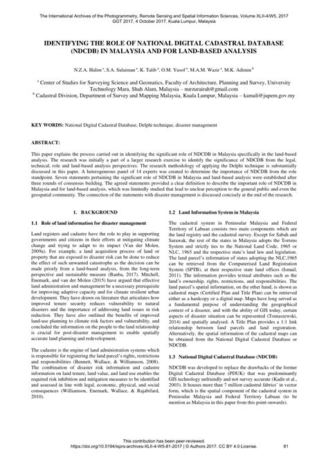 Pdf Identifying The Role Of National Digital Cadastral Database Ndcdb In Malaysia And For