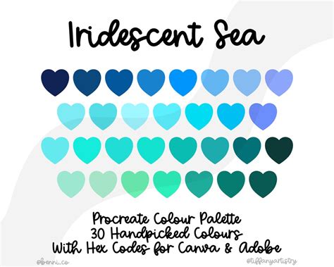 Iridescent Sea Handpicked Procreate Colour Palette With Hex Codes