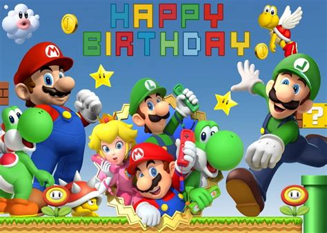 Nuevo Fondo De Cumpleaños Con Tema De Super Malos Bros Para Niños