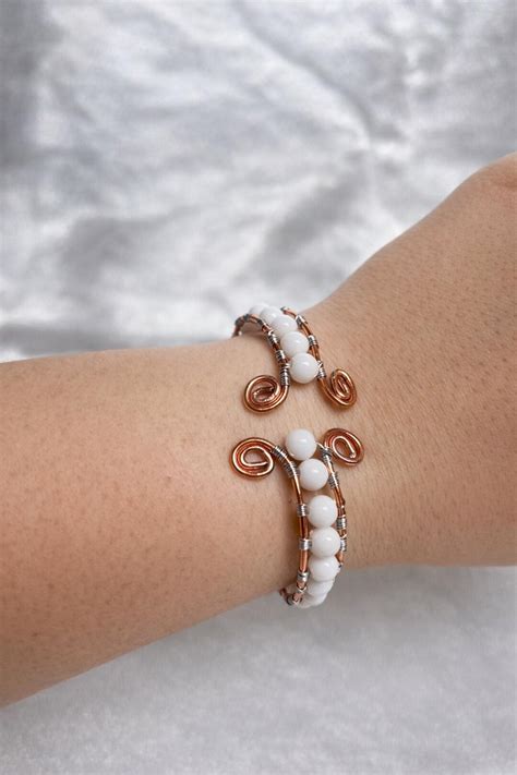 Handmade Aluminum Wire Bracelet Spiral Design With Beads Etsy