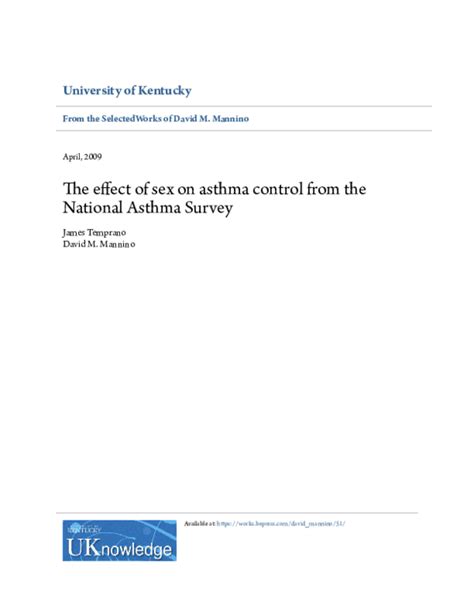 Pdf The Effect Of Sex On Asthma Control From The National Asthma Survey