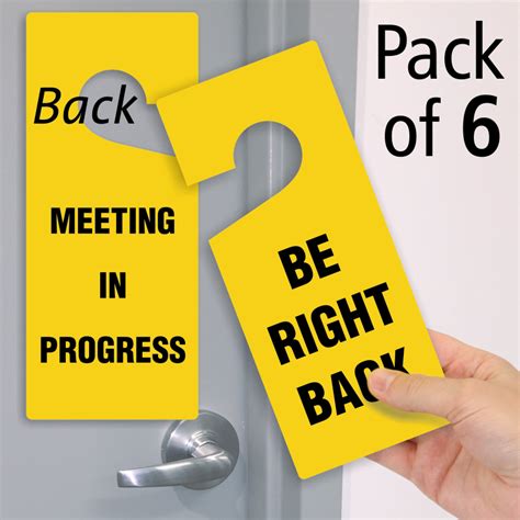 Meeting In Progress Be Right Back Door Knob Hanger Tag Sku Tg 0946