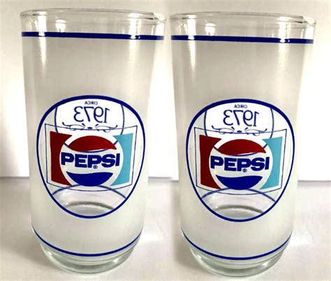 Vintage Pepsi Glasses Logo Circa 1973 Collectible Cups Lot Of 2