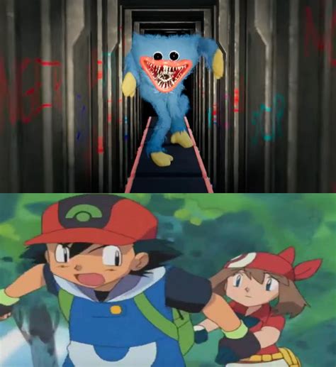 Ash And May Being Chase By Huggy Wuggy By Csxrail On Deviantart