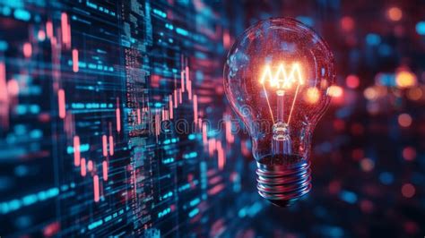Illuminated Light Bulb Against A Digital Data Background Stock Illustration Illustration Of