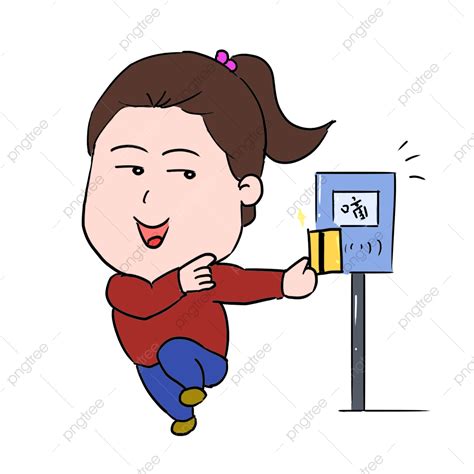 Swipe Clipart Vector Didi Clock In And Swipe Card Lovely Girl Swipe