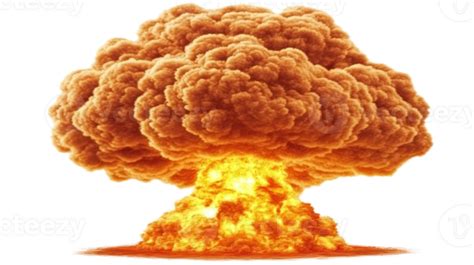 Explosion Cloud Rising From The Ground In An Orange Hue During A