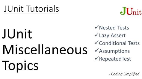 Junit Tutorial 5 Junit Miscellaneous Topics Youtube
