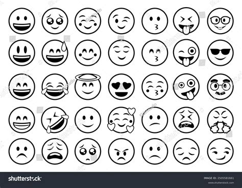 Big Set Black White Emoji Stock Vector Royalty Free 2505581661