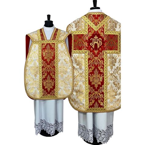 Roman Style Fiddleback Chasuble With A Maniple Burse And Chalice Veil
