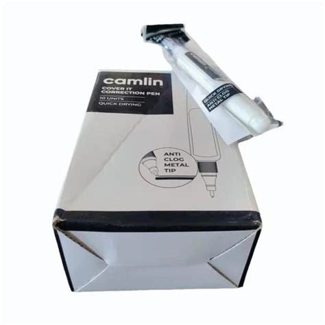 White Plastic Camlin Quick Drying Correction Pen Packaging Type Box