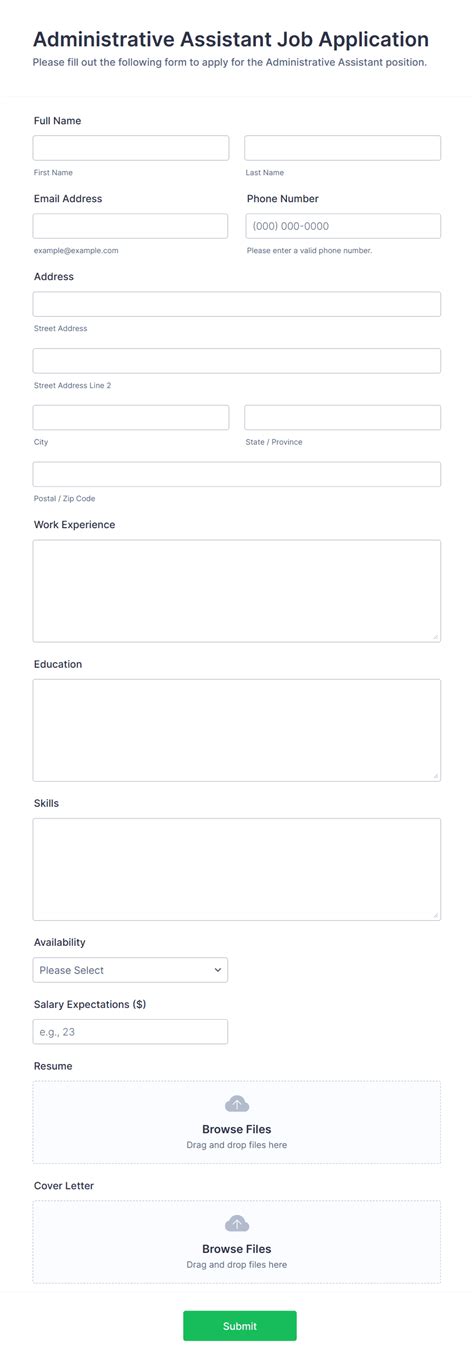Administrative Assistant Job Application Form Template Jotform