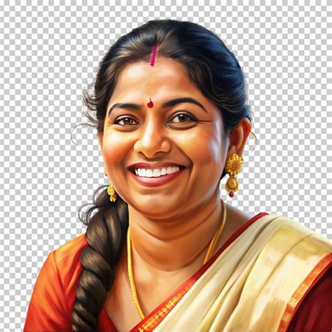 Premium Psd Woman In Saree Smiling