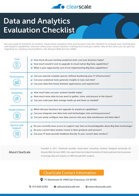 data and analytics evaluation checklist