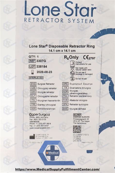 New Cooper Surgical 3307g Lone Star Plastic Retractor Ring 141cm X