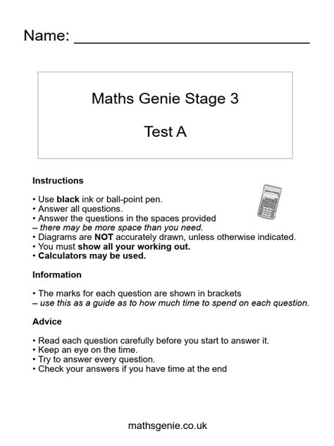 Maths Genie Stage 3 Pdf Mathematics