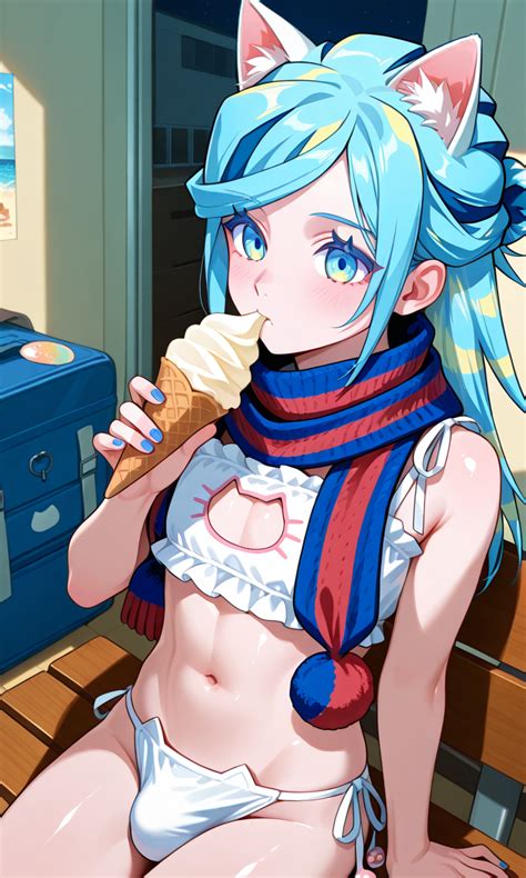 Rule 34 1boy Ai Generated Bench Blue Bra Bulge Cone Cream Cutout Ear