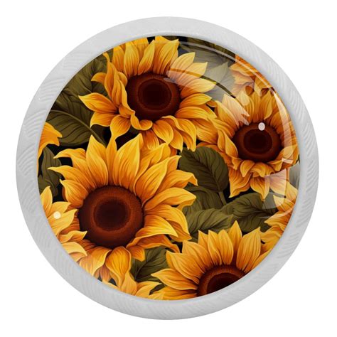 Sunflower Seamless Printing Pattern 4pcs Cabinet Knobs Pulls Fluorescent Drawer Handle Cabinet