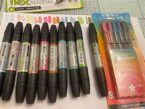 Letraset Flexmarker 10 Pen Set And Gelly Roll Gold Shadow Gel Pens Job Lot Emb90 £1799 Picclick Uk
