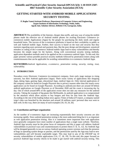 Pdf Getting Started With Android Mobile Applications Security Testing