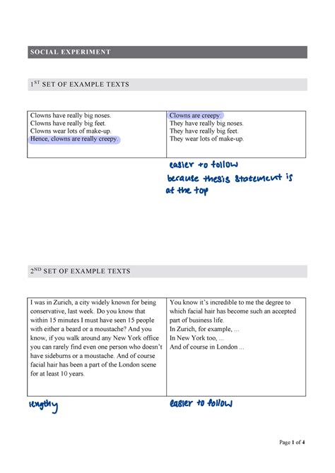 Notes On Argument Pyramid Page 1 Of 4 Social Experiment 1 S T Set Of