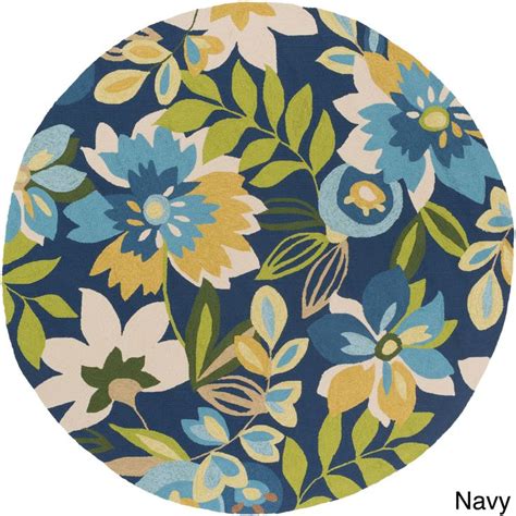 Floral Polypropylene Rug Hand Hooked 8 Round