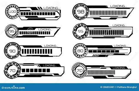 Set Of Hud Modern Loading Progress Bars User Interface Elements Design