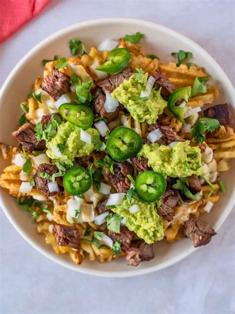 Carne Asada Waffle Fries With Queso Blanco