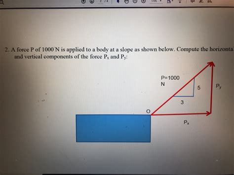 Solved 2 A Force P Of 1000 N Is Applied To A Body At A