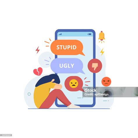 Cyber Bullying In Social Media Side Effect Vector Illustration Stock