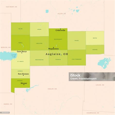 Oh Auglaize County Vector Map Green Stock Illustration Download Image Now Cartography Color