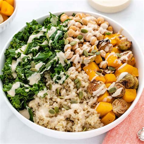 Butternut Squash Buddha Bowl With Tahini Dressing Three Little Chickpeas