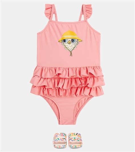 Bañador Estampado Con Volantes En Rosa Mini Rodini Mytheresa