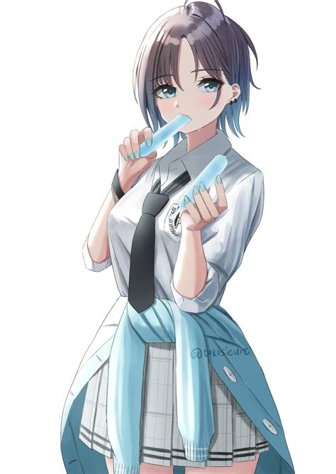Safebooru 1girl Asakura Toru Black Necktie Blue Cardigan Blue Eyes