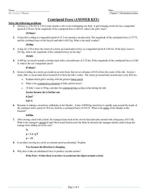 Fillable Online Physics Chapter 7 Key Concepts Rotational Motion