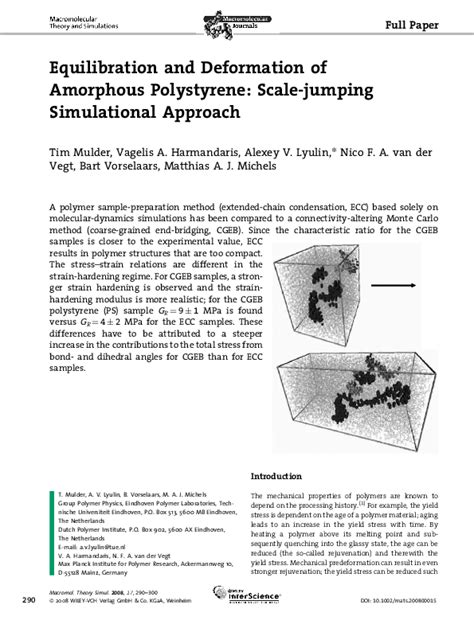 Pdf Equilibration And Deformation Of Amorphous Polystyrene Scale